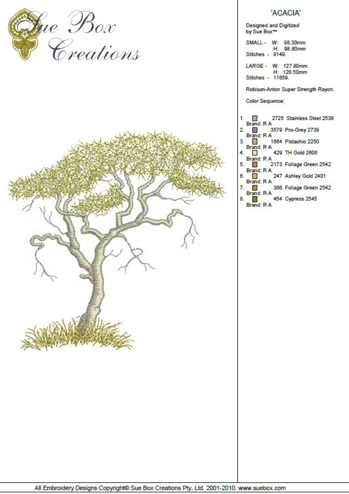 Acacia Tree Embroidery Motif - 18 - by Sue Box in 2 Sizes - Etsy