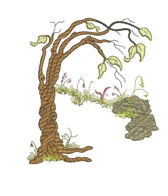 Tree Landscape Scene Woodland Treasures Machine Embroidery - Etsy