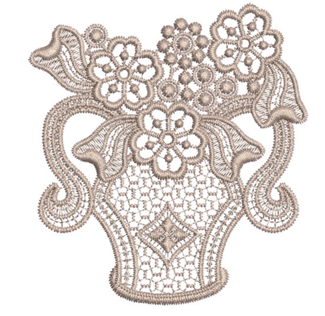 Lace - Old Lace Vase - Beautiful Free Standing Lace Machine Embroidery ...