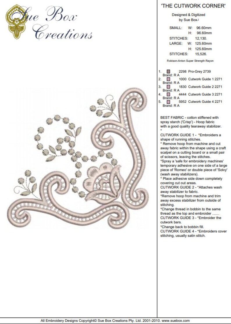 Cutwork Corner Embroidery Motif - 17 - Embroidery Inspirations - by Sue ...
