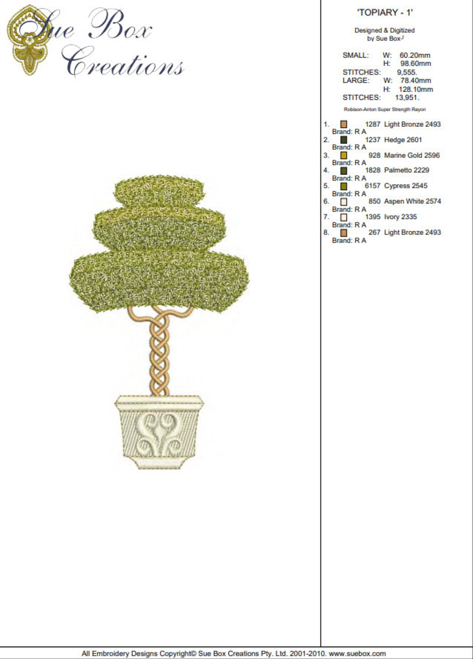Topiary Tree 1 Machine Embroidery Design by Sue Box in 2 | Etsy