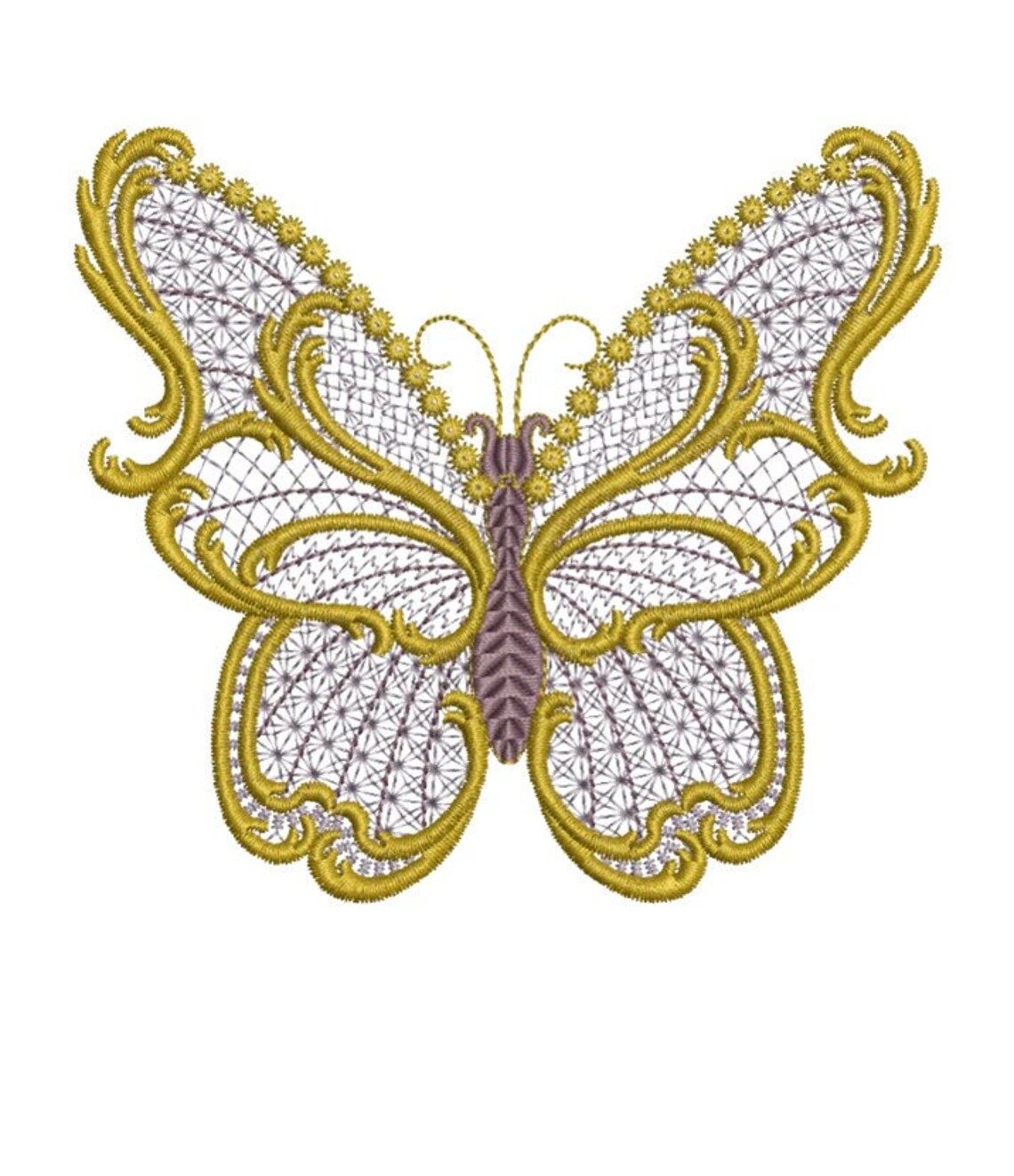Butterfly Old Gold Classic Machine Embroidery Design by - Etsy