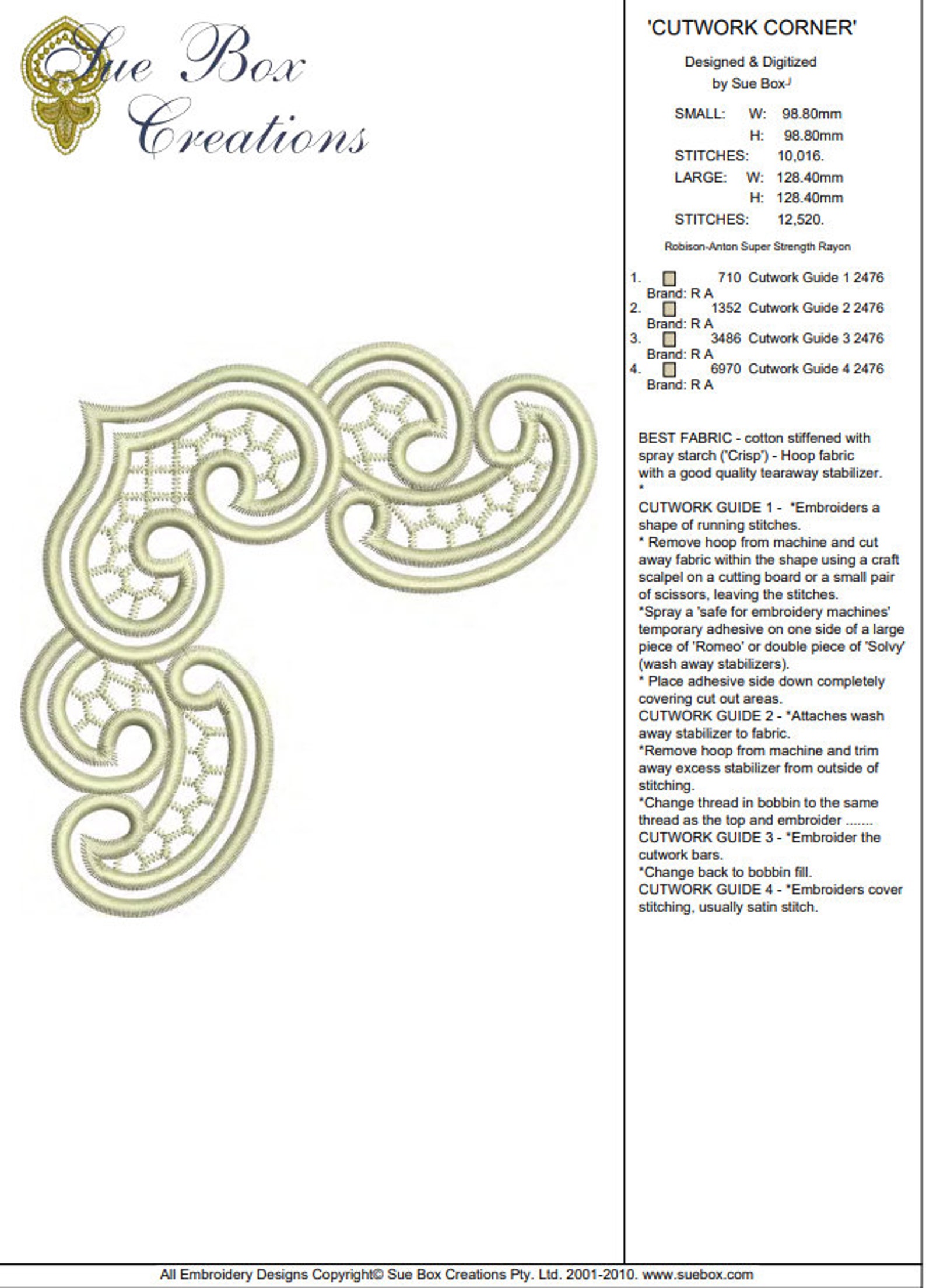 Cutwork Corner Embroidery Motif - 13 - Embroidery Inspirations - by Sue ...