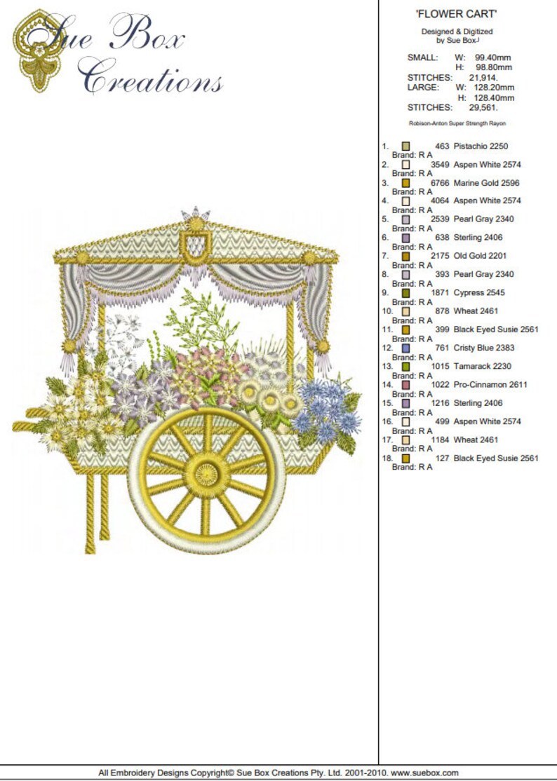Flower Cart Machine Embroidery Design – Floral Gardens (digital ...
