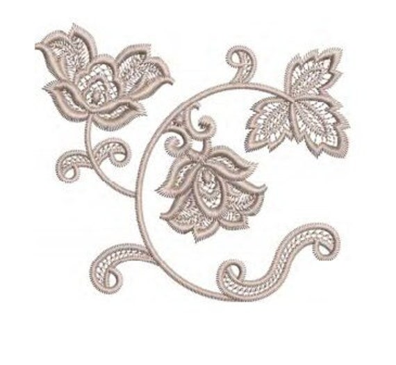 Fleur Embroidery Design by Sue Box in 2 Sizes | Etsy