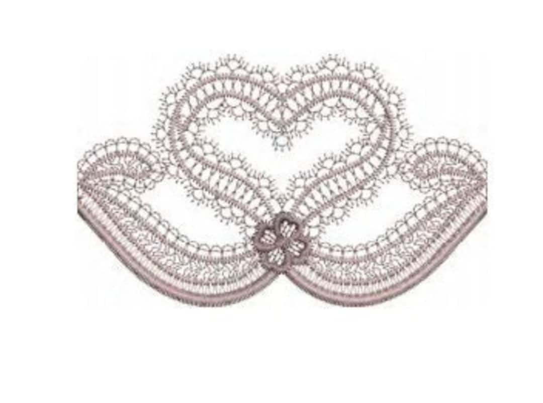 Embroidery Heart Border Embroidery Motif by Sue Box in 2 Sizes - Etsy