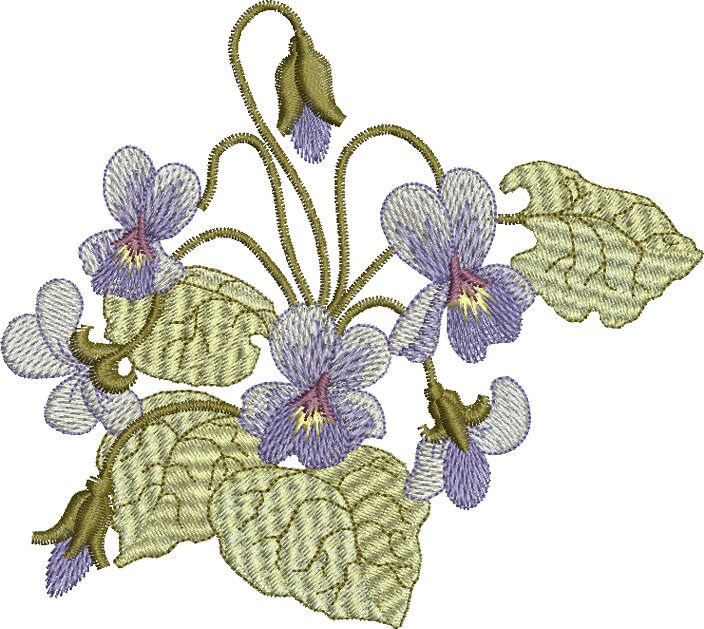 Violet Flowers Machine Embroidery Design by Sue Box in 2 Sizes ...