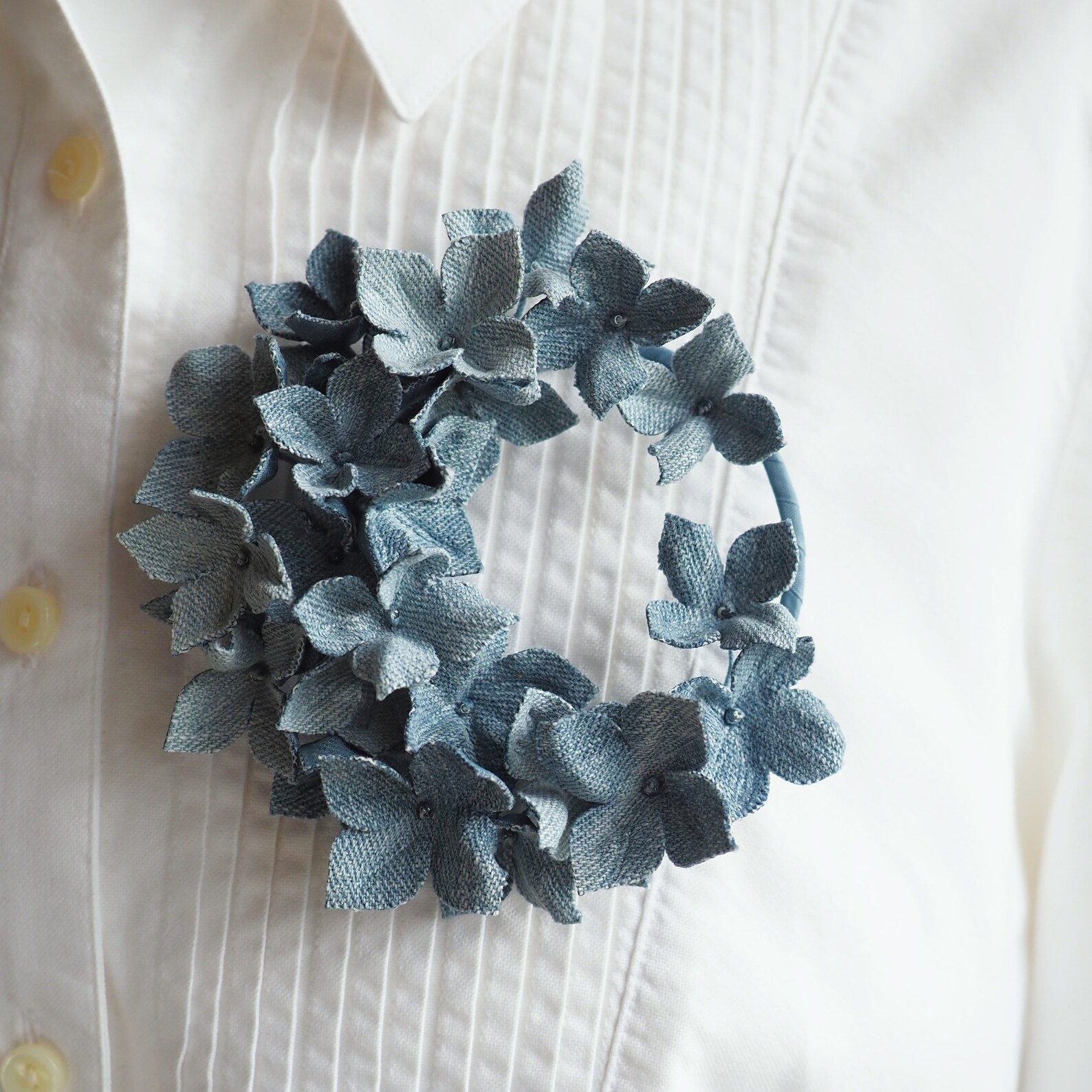 Ready to Ship Upcycled DENIM FLOWER BROOCH, Denim Wedding, Denim ...