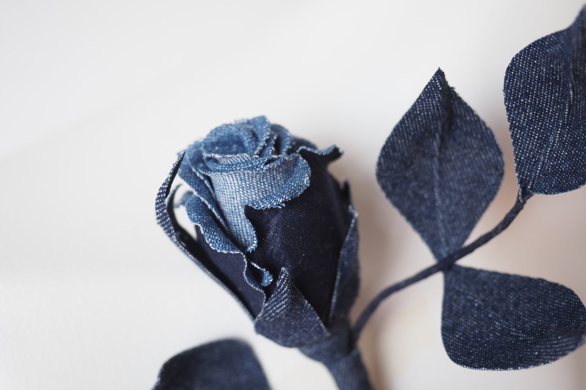 Ready to Ship DENIM ROSE CORSAGE, Denim Wedding, Denim Flower ...