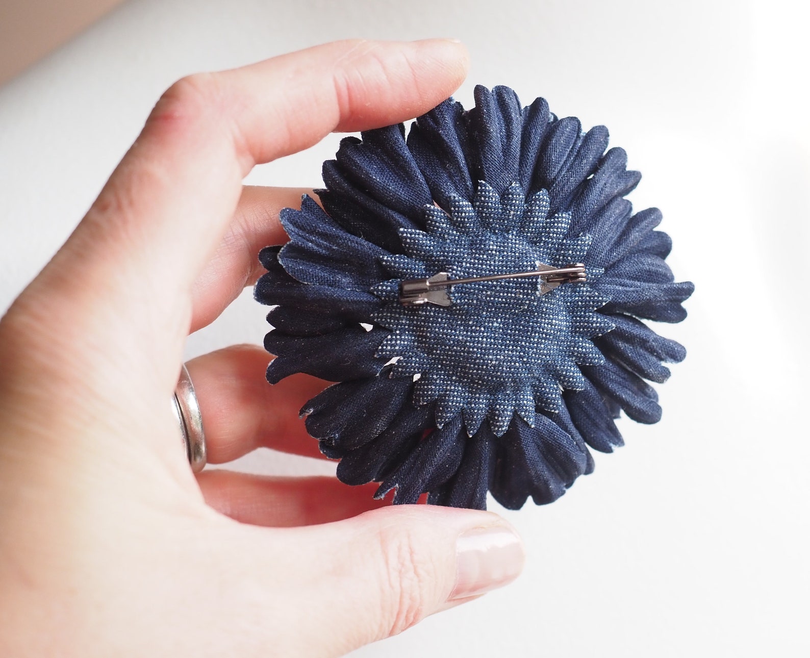 Ready to Ship DENIM FLOWER BROOCH, Cotton Denim Helenium Flower, Fabric ...