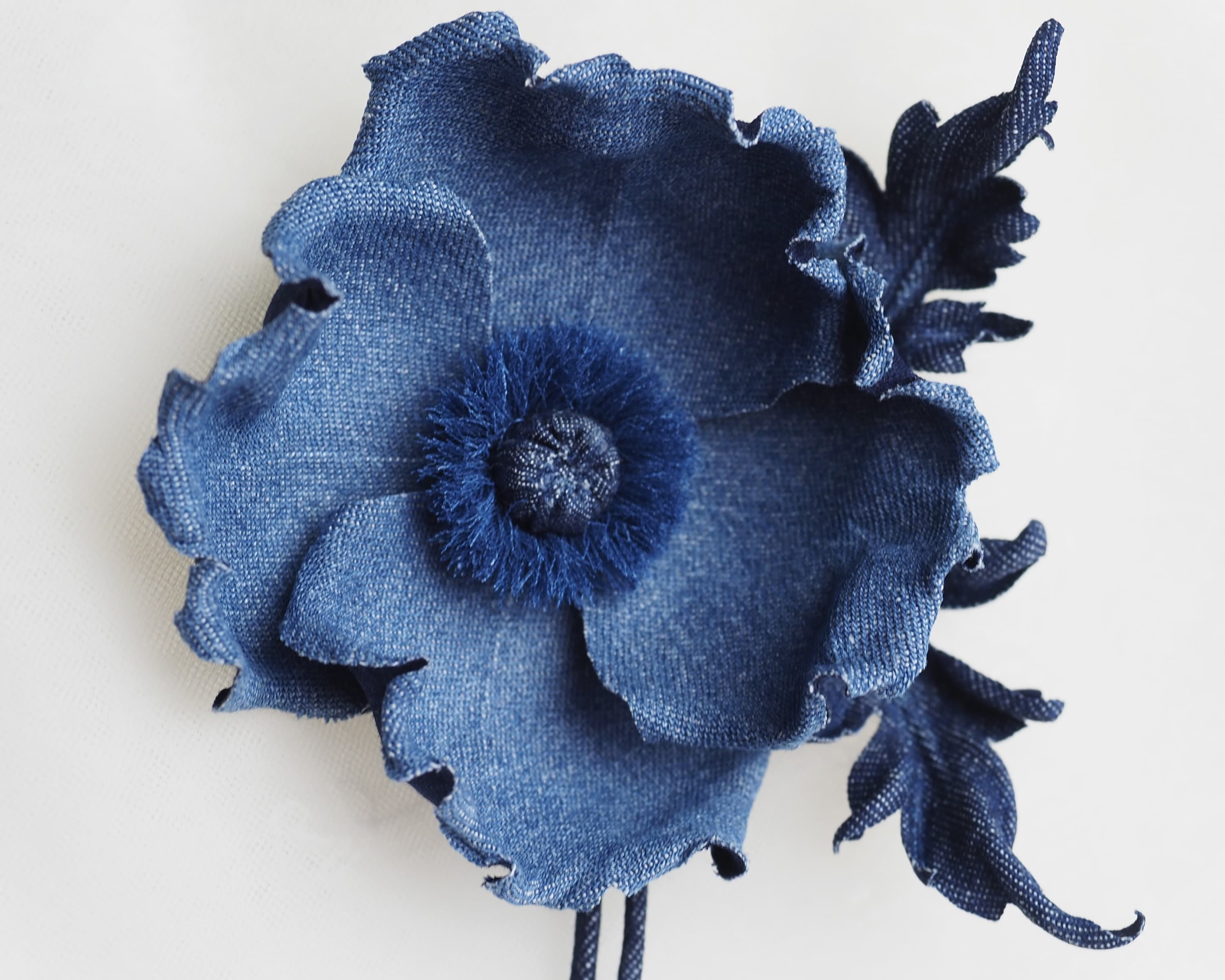 Ready to Ship COTTON DENIM POPPY, Denim Flower Brooch, Denim Flower ...