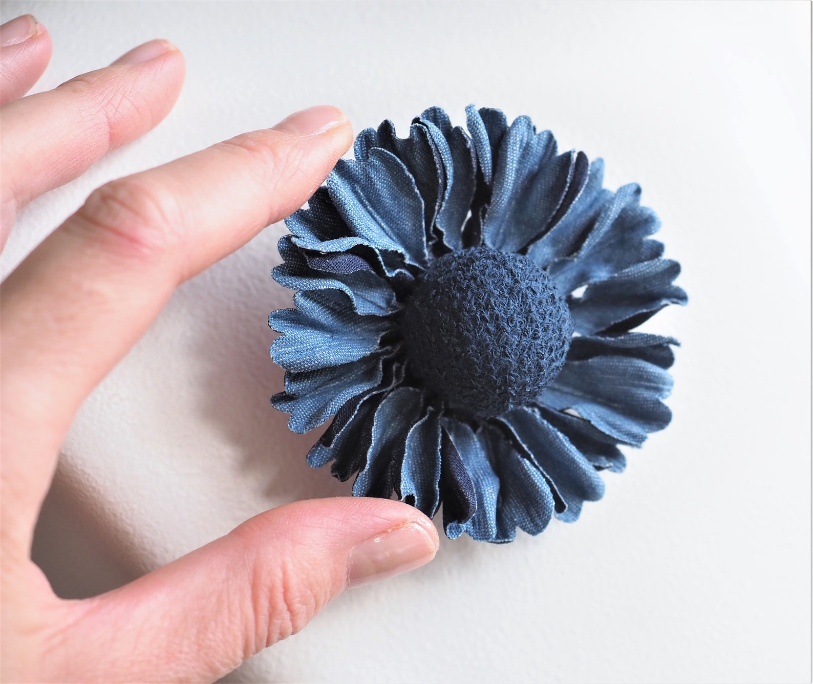 Ready to Ship DENIM FLOWER BROOCH, Cotton Denim Helenium Flower, Fabric ...