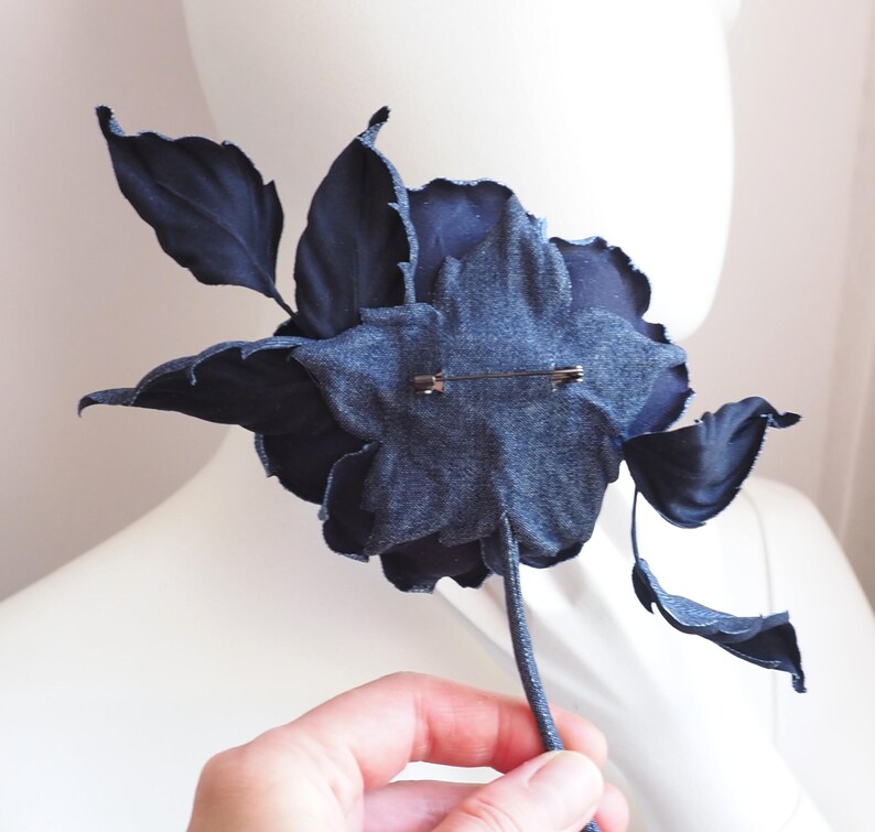 Ready to Ship COTTON DENIM ROSE, Denim Flower Brooch, Denim Flower ...
