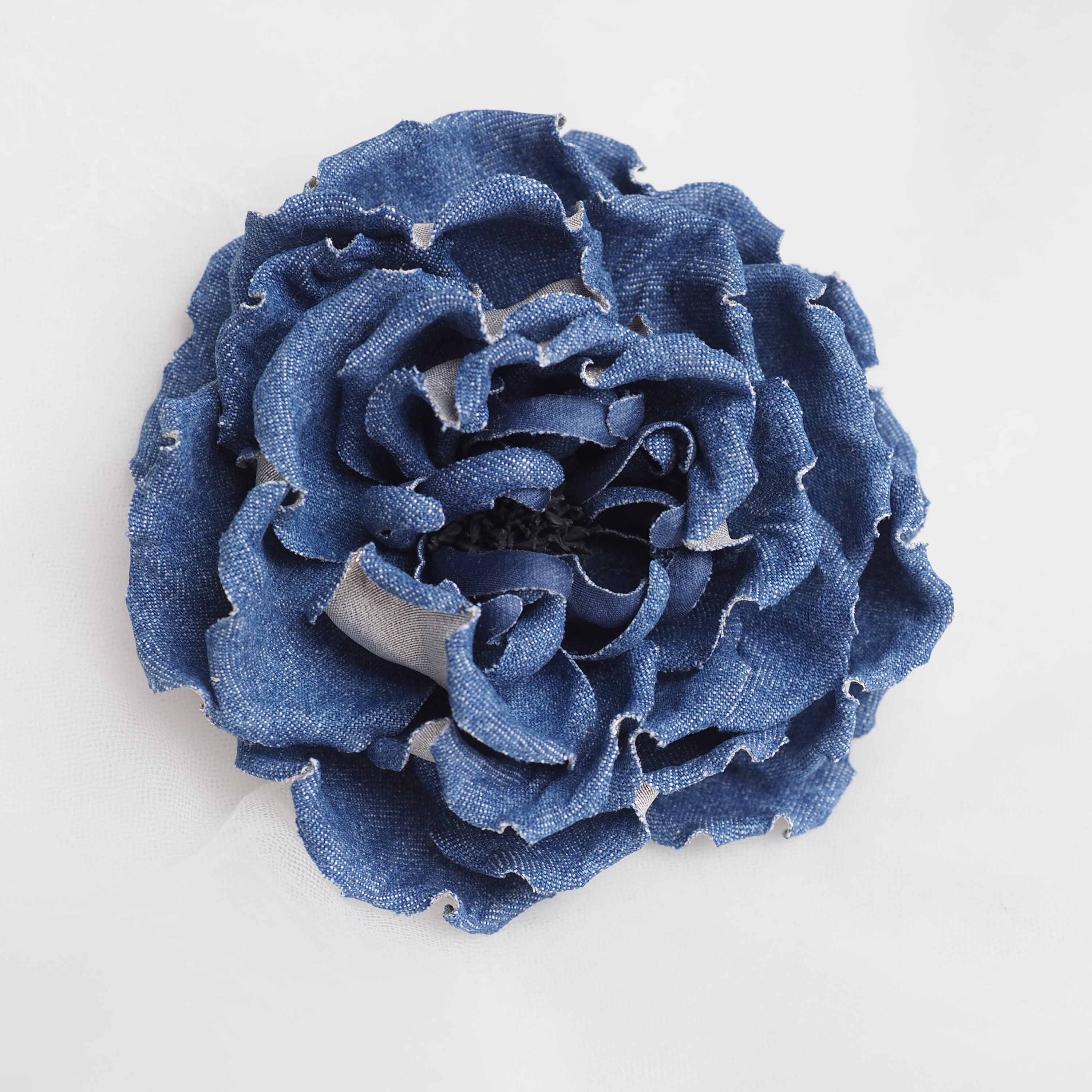 Ready to Ship Cotton DENIM ROSE FLOWER, Large Denim Flower Brooch ...