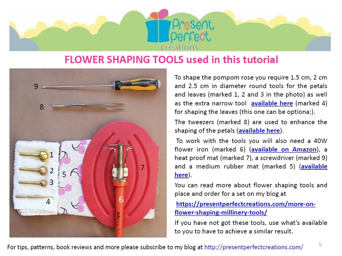 LEATHER ROSE TUTORIAL, Rose Pattern, Leather Flower Template, Pompom ...