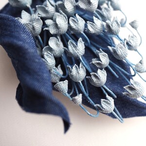 Ready to Ship DENIM Lily of the Valley FLOWER BROOCH, Cotton Floral ...