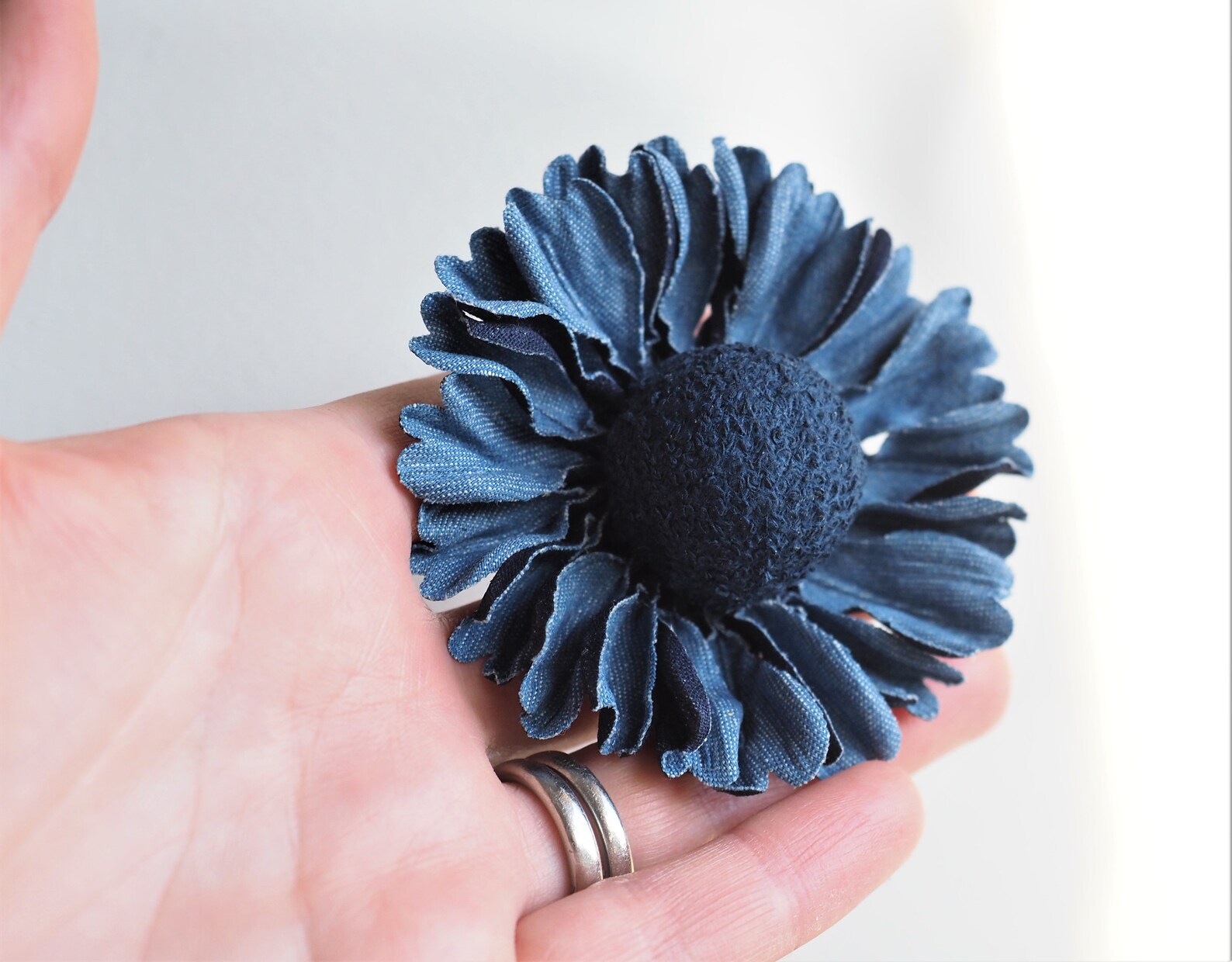 Ready to Ship DENIM FLOWER BROOCH, Cotton Denim Helenium Flower, Fabric ...