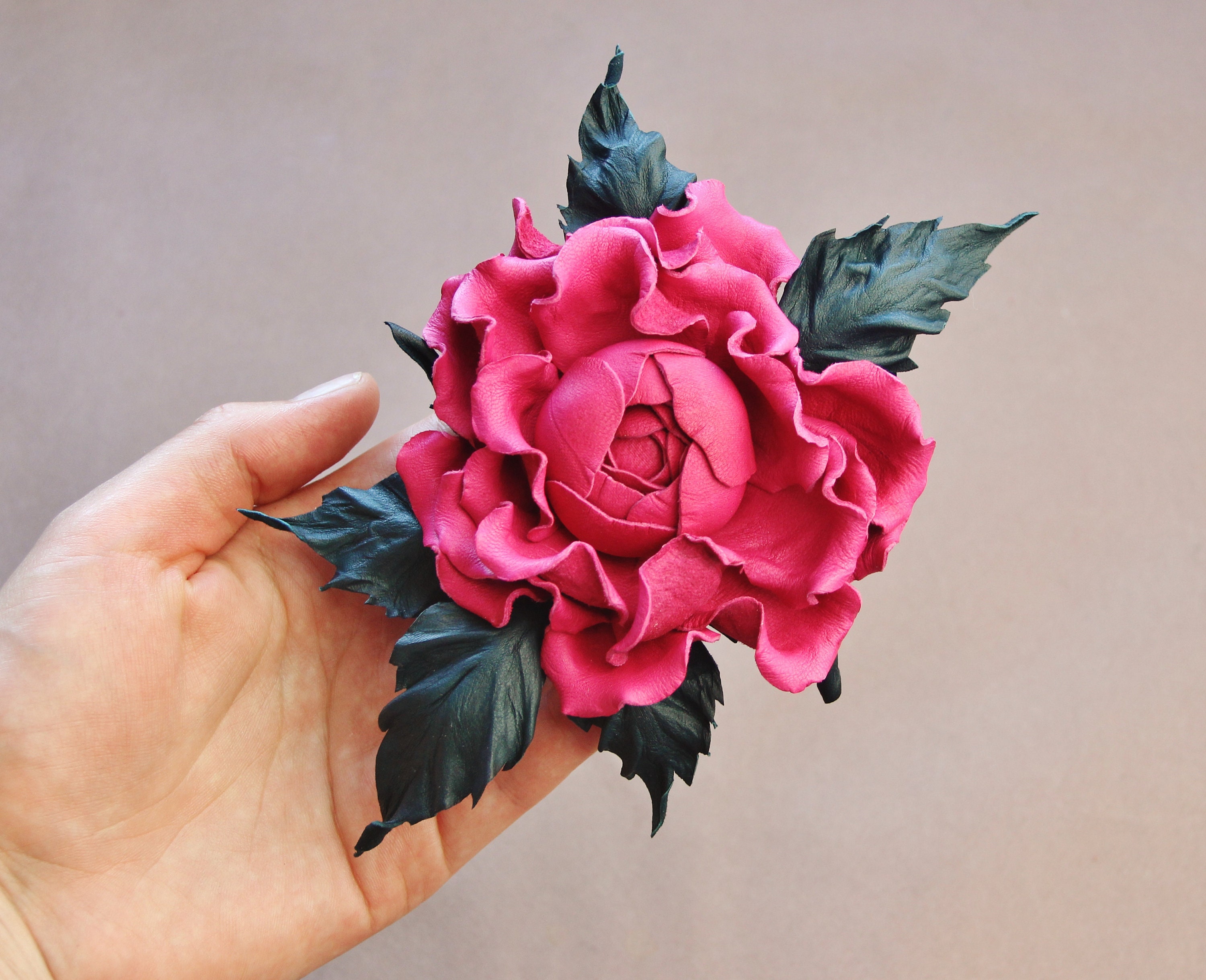 LEATHER ROSE TUTORIAL, Rose Pattern, Leather Flower Template, Pompom ...