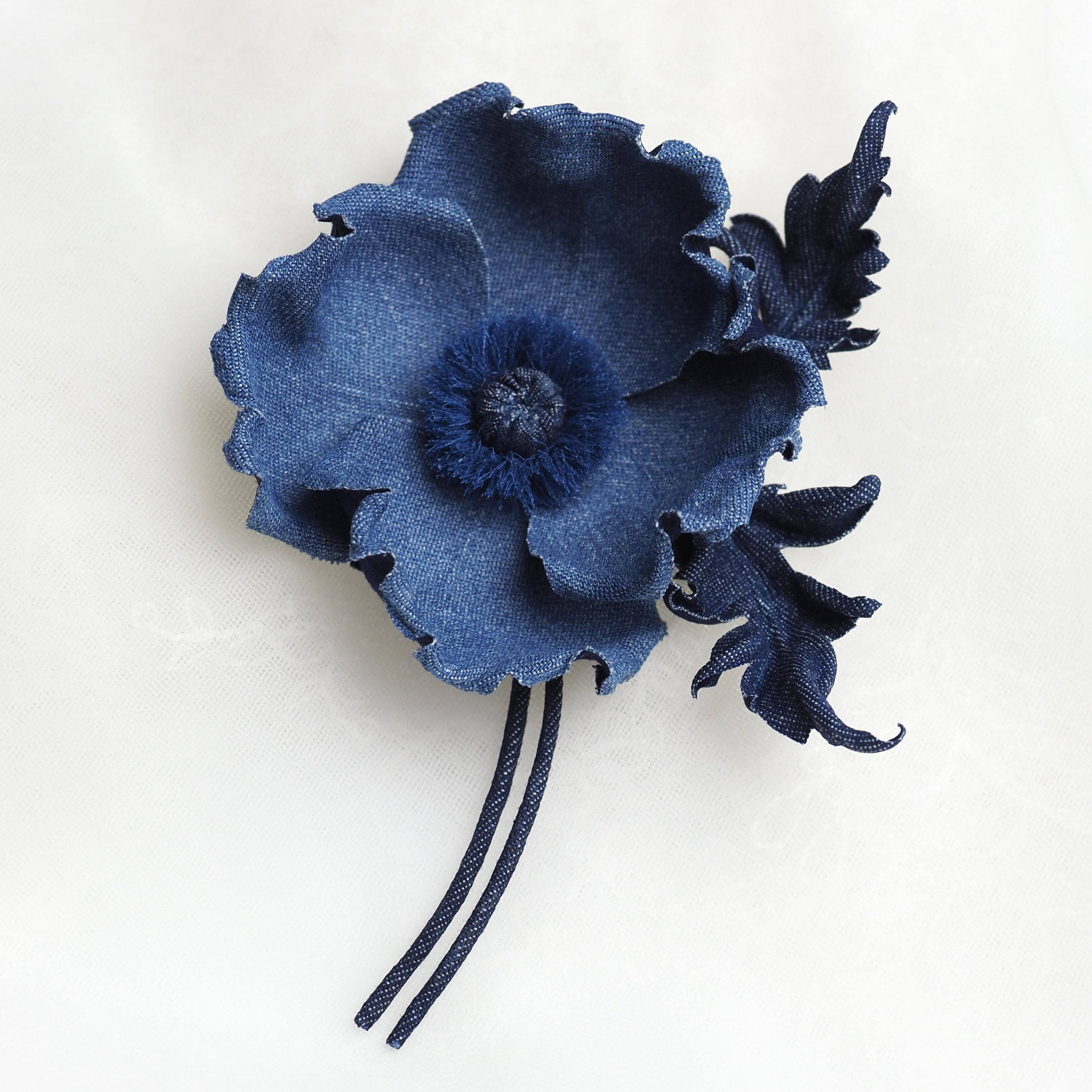 Ready to Ship COTTON DENIM POPPY, Denim Flower Brooch, Denim Flower ...