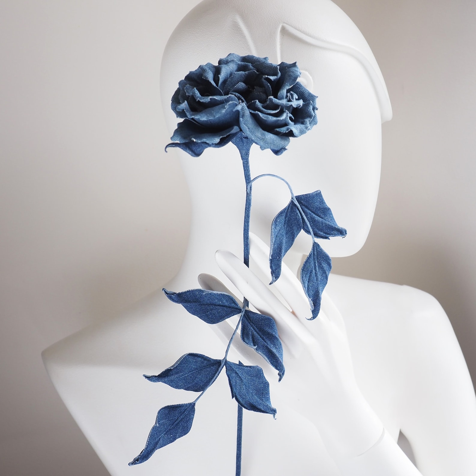 DENIM WEDDING FLOWERS, Denim Rose on a Stem, Cotton Anniversary Gift ...