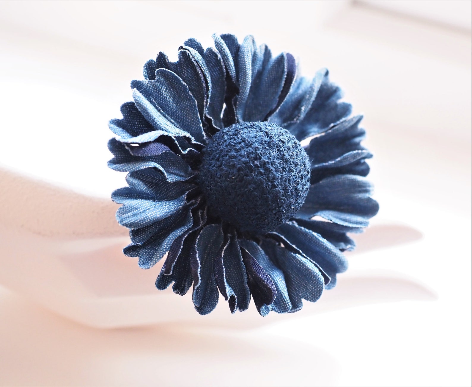 Ready to Ship DENIM FLOWER BROOCH, Cotton Denim Helenium Flower, Fabric ...