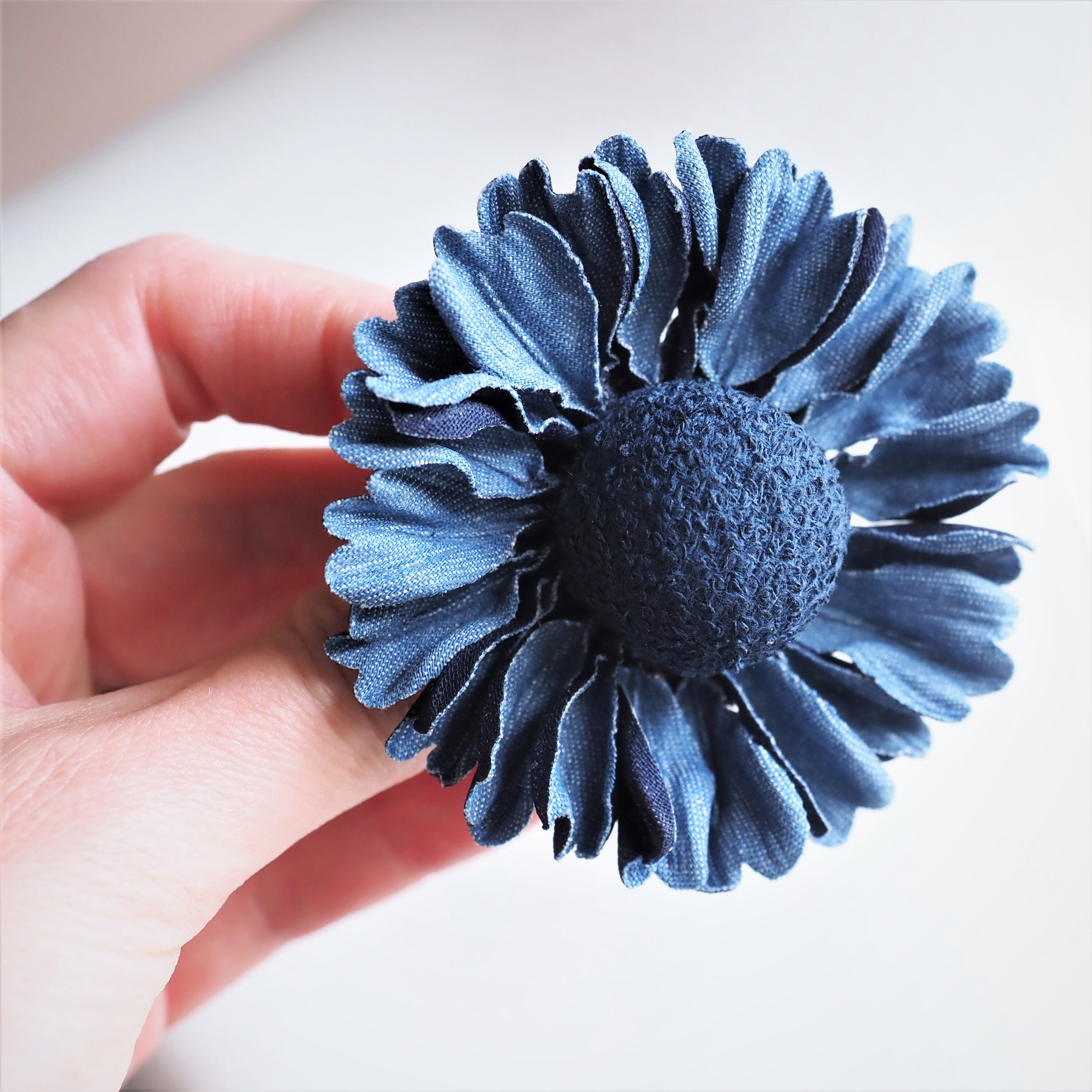 Ready to Ship DENIM FLOWER BROOCH, Cotton Denim Helenium Flower, Fabric ...