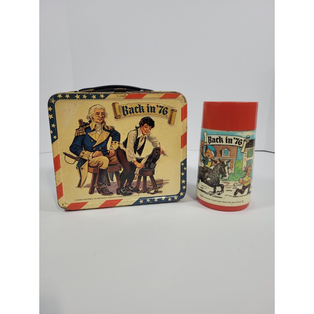 Vintage 1976 Aladdin Back in 76 Metal Lunchbox & Thermos Set Patriotic ...