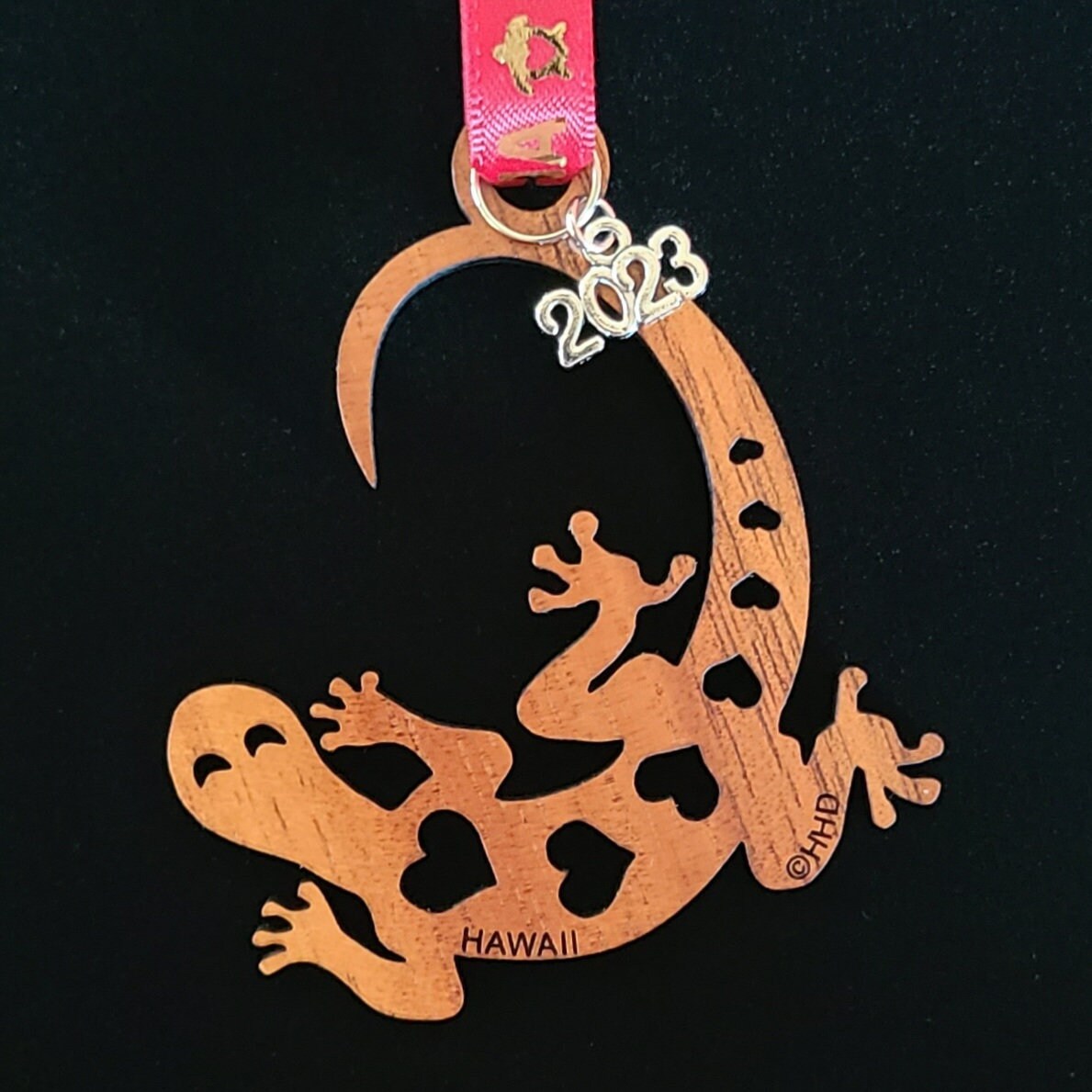 I Love Geckos, Lizard, Koa Wood Christmas Ornament, Made in Hawaii With ...