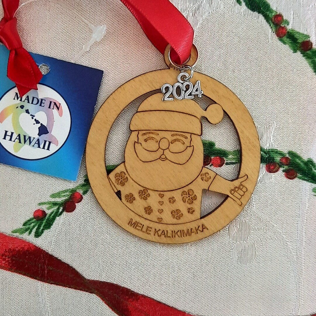 Shaka Santa Birch Wood Christmas Ornament With Optional Charm - Etsy