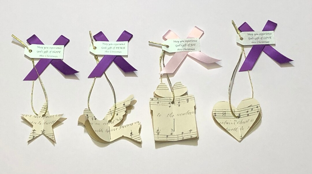 60 Pack - Advent Ornaments - Hope Peace Joy Love - 15x Sets- Trad ...