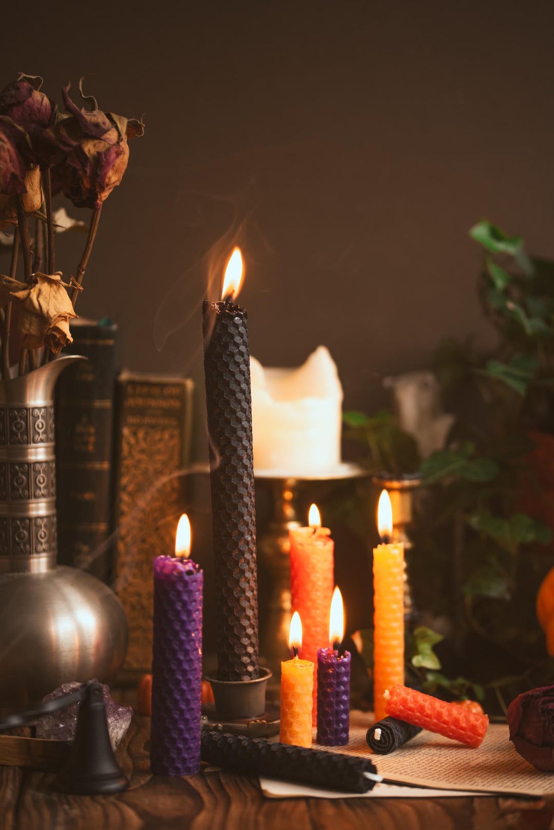 Samhain Beeswax Altar Candle Set: Handmade Ritual Gift - Etsy