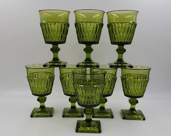 Green Glass Water Goblets - Etsy