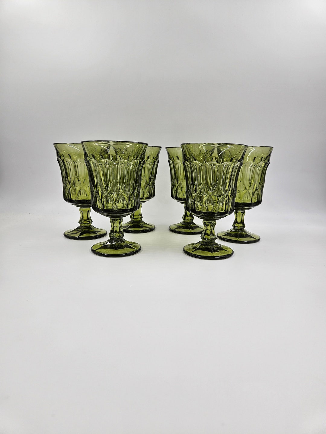 Green Stemware Glass Set - Etsy