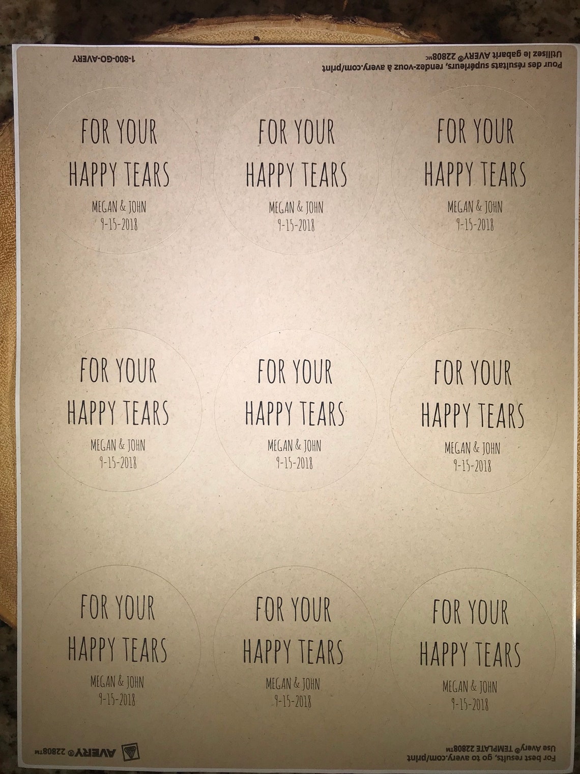 For Your Happy Tears Brown Kraft Labels Personalized Tissue Wedding ...