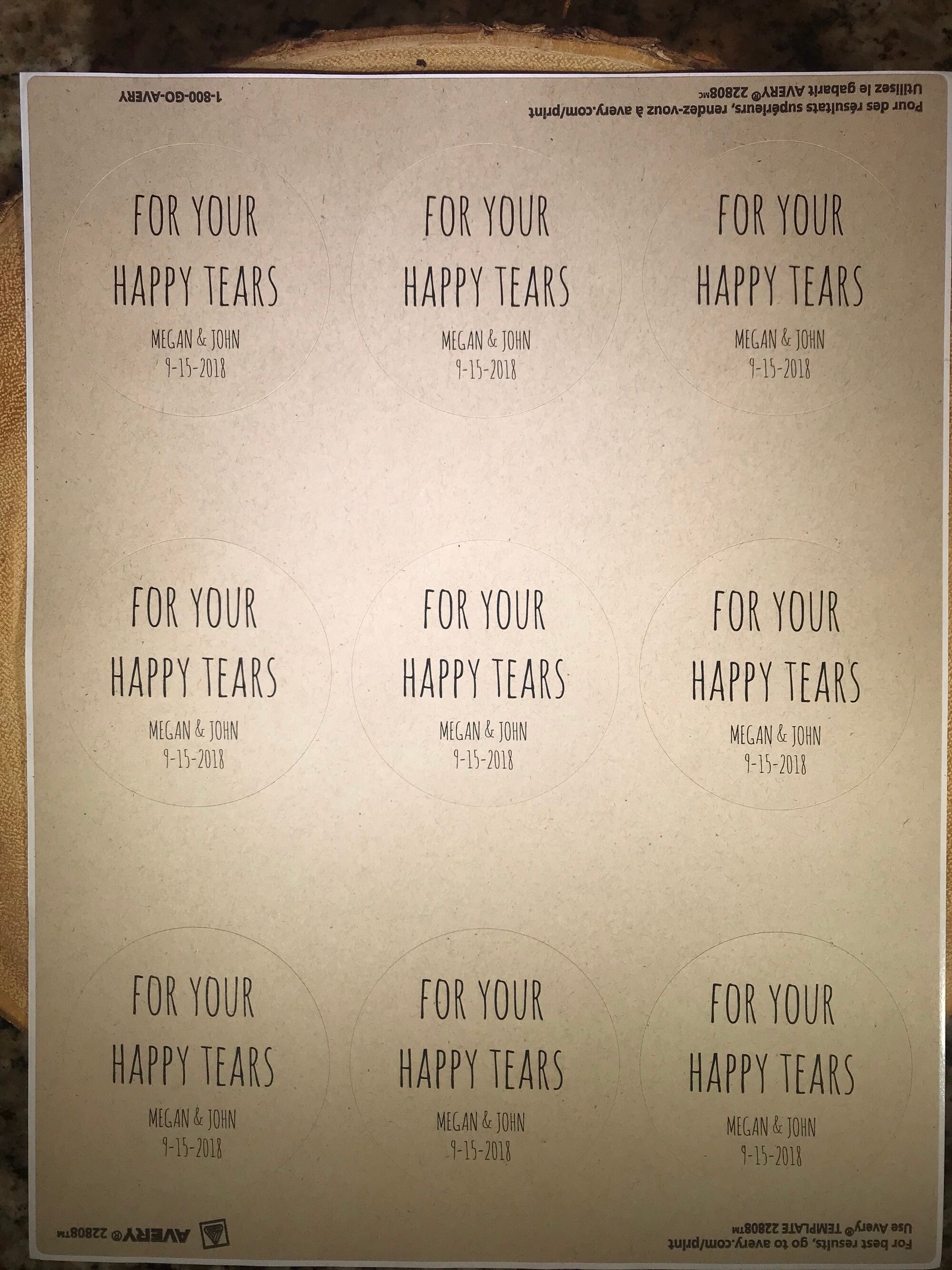 For Your Happy Tears Brown Kraft Labels - Personalized Tissue Wedding ...