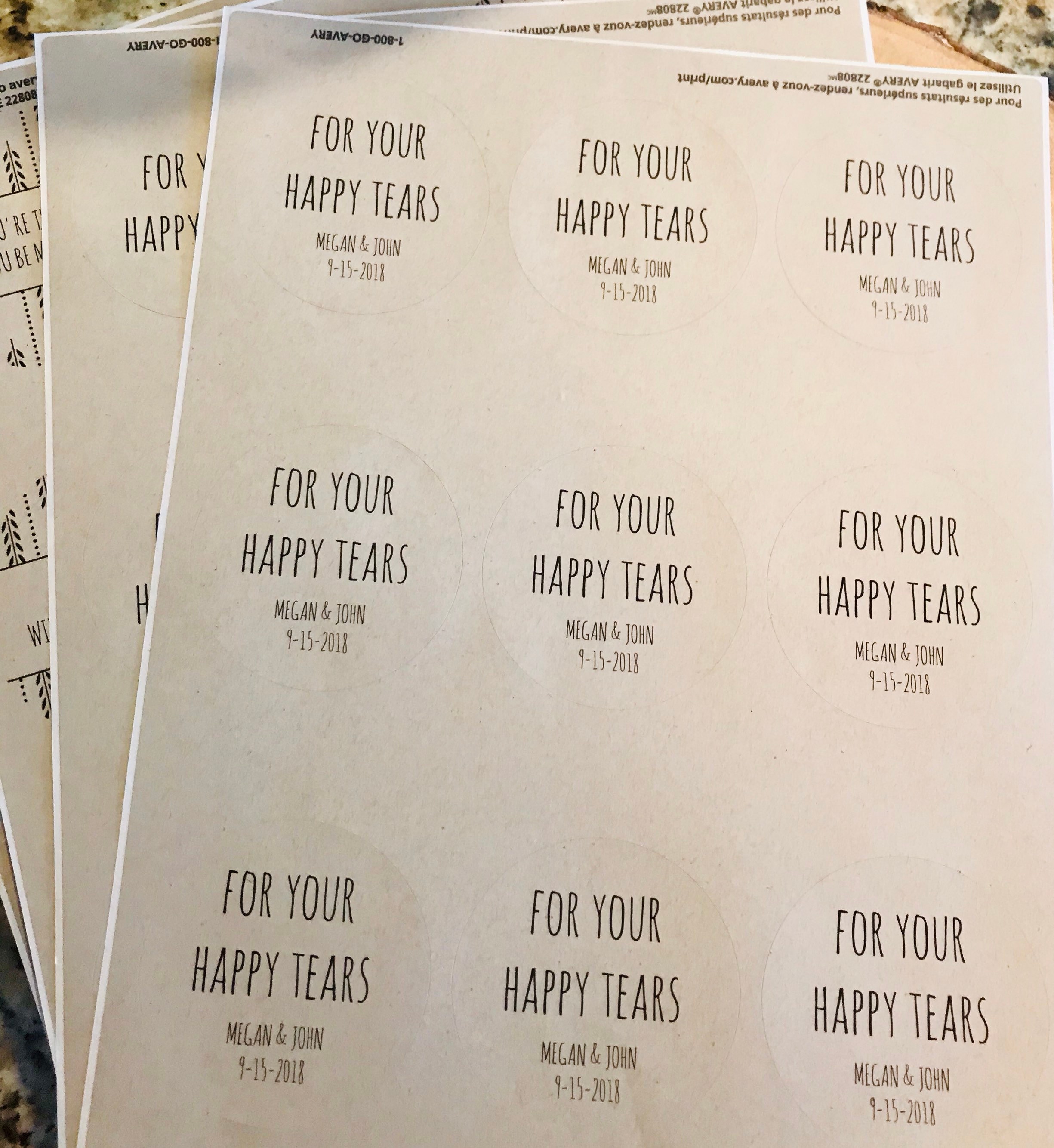 For Your Happy Tears Brown Kraft Labels - Personalized Tissue Wedding ...