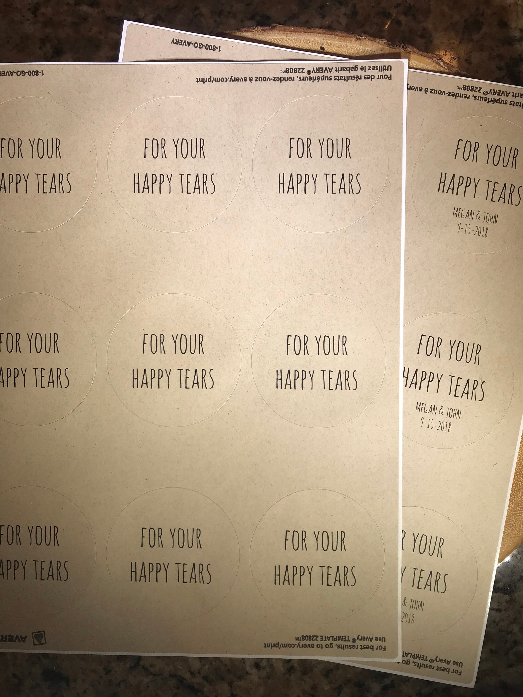 For Your Happy Tears Brown Kraft Labels - Personalized Tissue Wedding ...