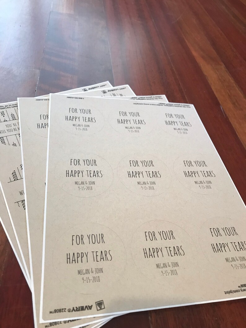For Your Happy Tears Brown Kraft Labels - Personalized Tissue Wedding ...