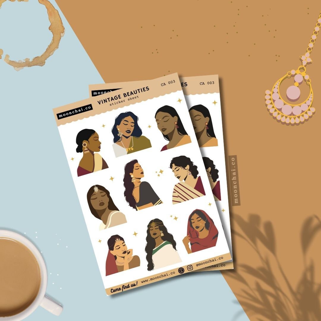 Vintage Beauties - Desi Sticker Sheet, South Asian Sticker Sheet ...