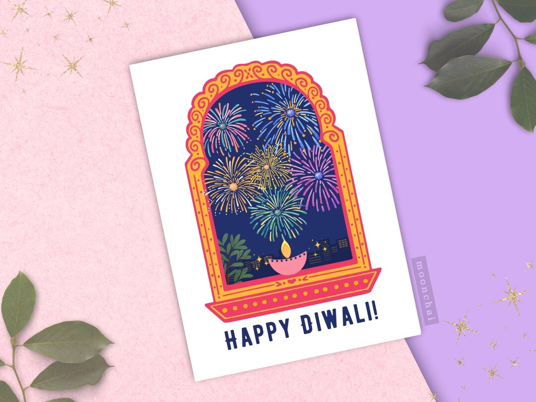 Fireworks Diya Diwali Card, Deepavali, South Asian Cards, Desi Cards ...