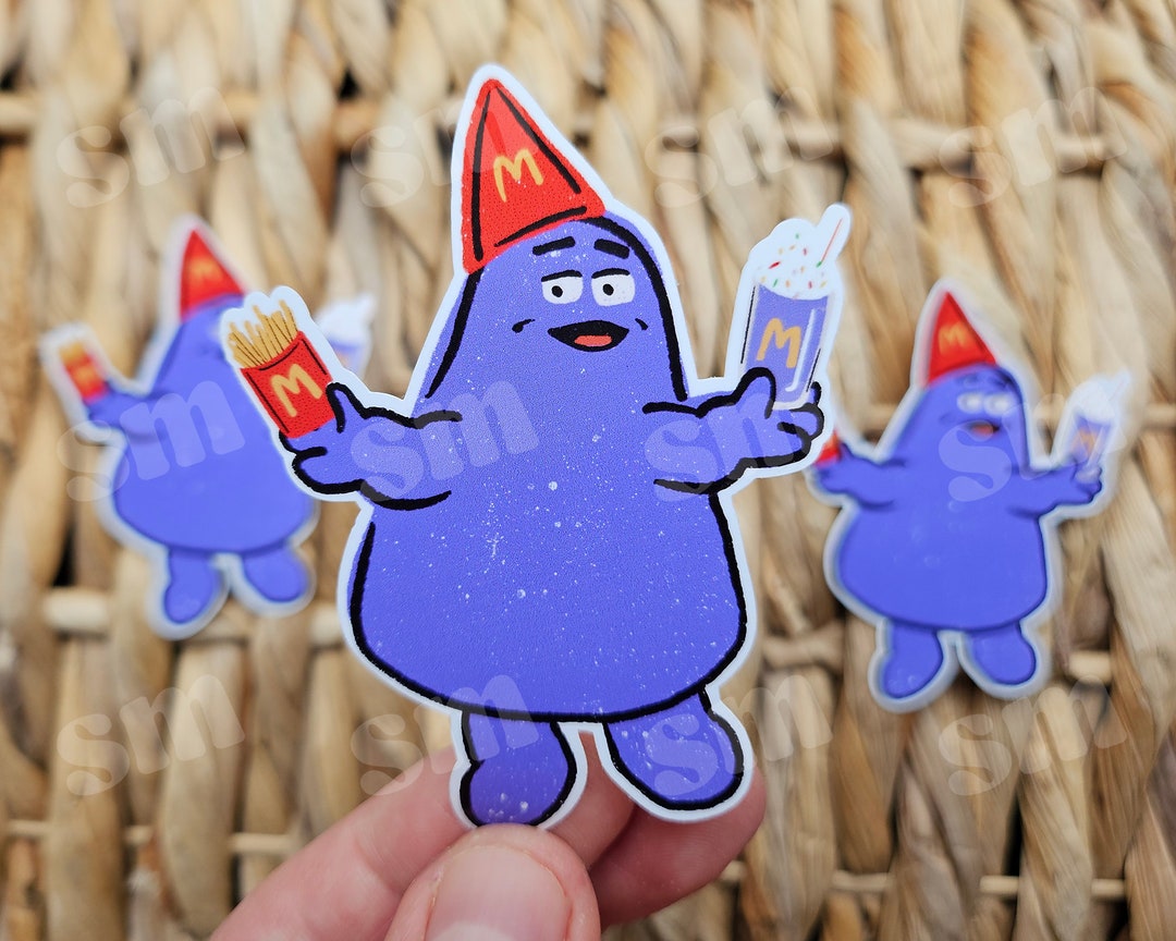 Happy Birthday Grimace Sticker - Retro Mcdonalds Happy Meal Character ...