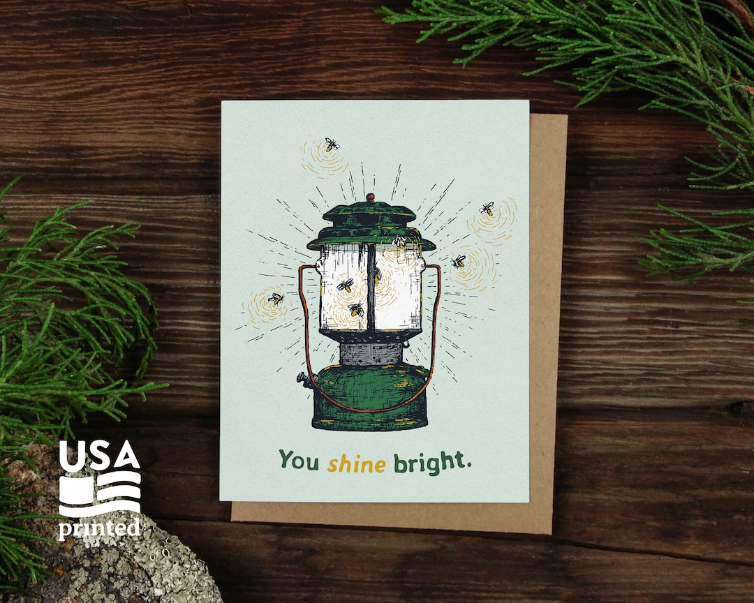 You Shine Bright GREETING CARD / A2 4x5 Stationary Firefly Lantern ...
