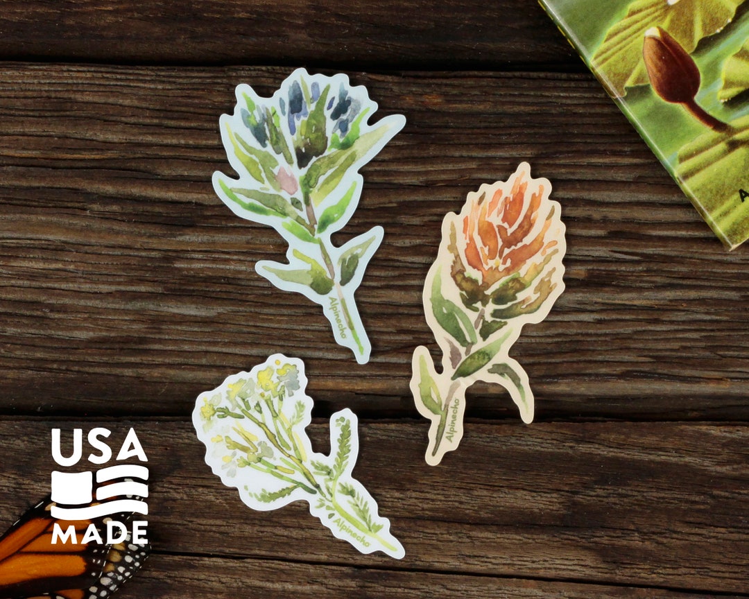 Wildflowers STICKERS Set of 3! / Waterproof Vinyl Wildflowers Water ...