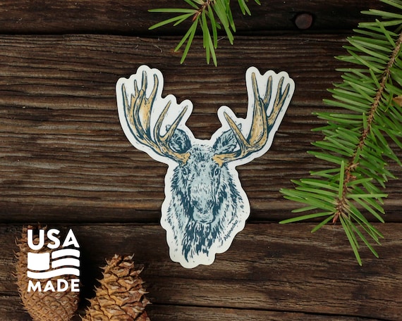 Moose Head Stickers Moose Sticker – Wildship Studio
