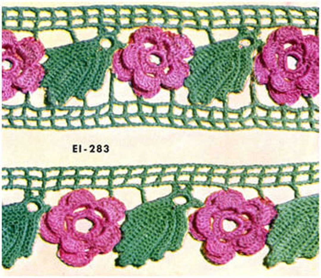Vintage Crochet Pattern Rose Edging and Insertion - Etsy