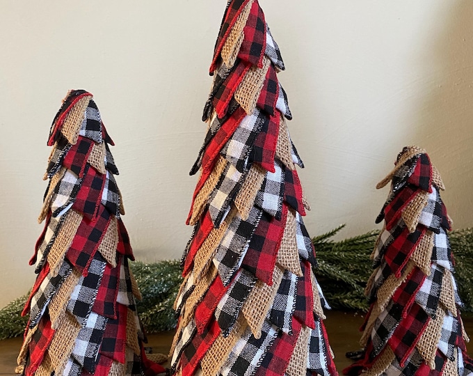 Buffalo Plaid Tree Set Farmhouse Christmas - Etsy