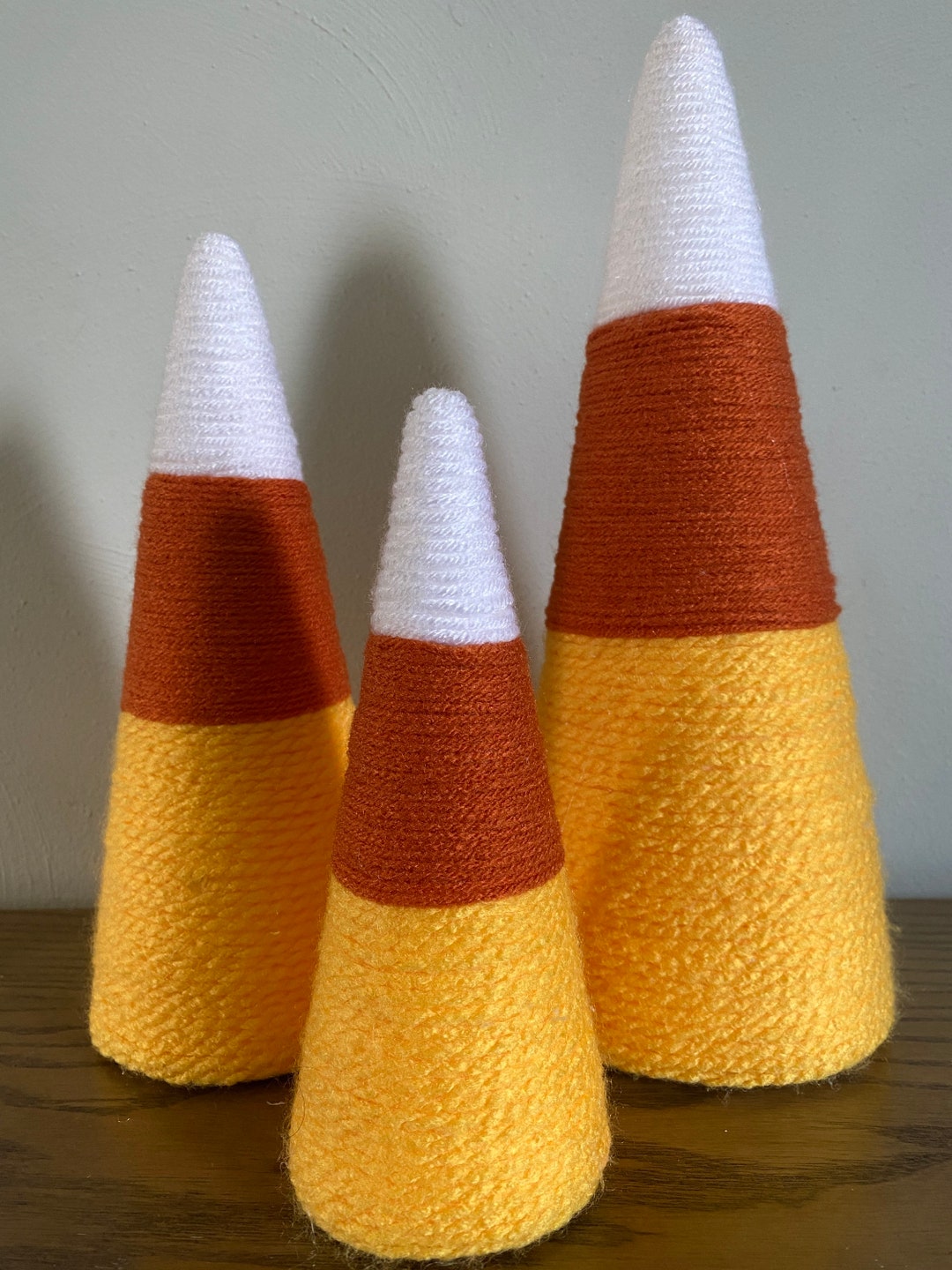 Handmade Candy Corn Cone Trees: Halloween Farmhouse Decor, Set of 3 - Etsy