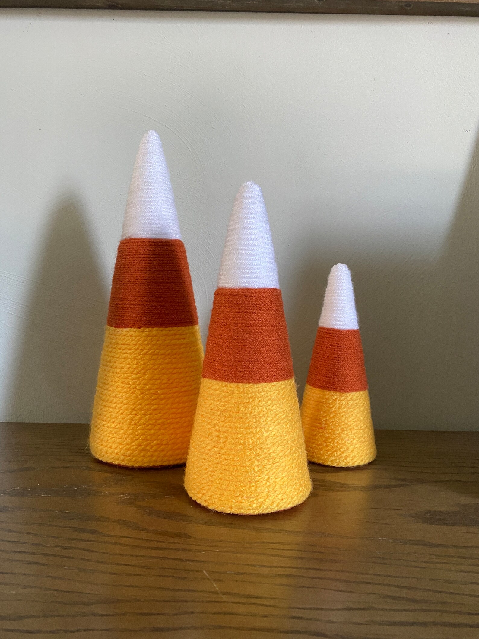 Handmade Candy Corn Cone Trees: Halloween Farmhouse Decor, Set of 3 - Etsy