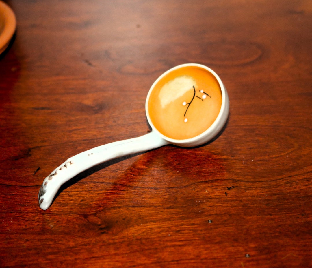 Antique Nippon Ladle Hand Painted Porcelain Leaf Yellow Flower Gold ...