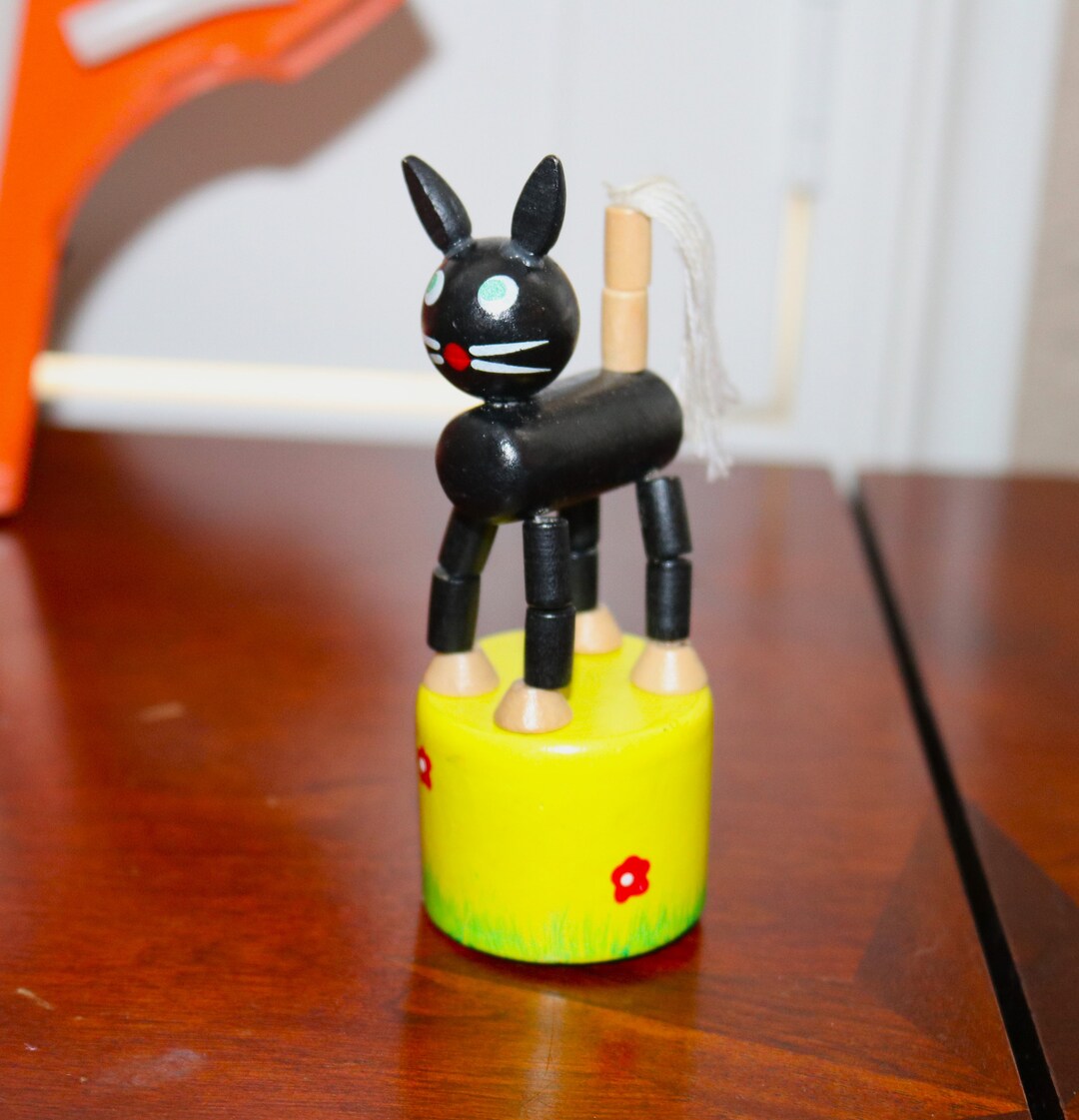 Vintage Wooden Black Cat Thumb Puppet Dancing Cat 4 Tall Thumb Toy - Etsy